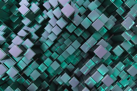 Premium Photo Glowing Rectangular Cells Green Theme Futuristic Style Background