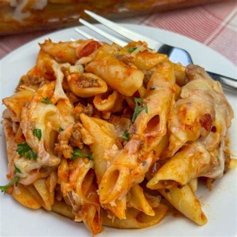 Baked Mostaccioli Or Penne Pasta Makes A Classic Cheesy Casserole With Italian Sausage Or Ground