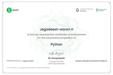 Guvi Pythoncertification Jegadeesh Waran