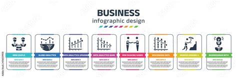 business infographic design template with men couple globe analytics data analytics upgoing