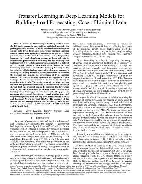 pdf transfer learning in deep learning models for building load