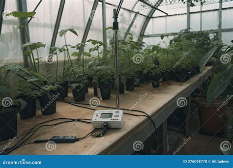 Iot Sensor Measuring Temperature And Humidity In Greenhouse Stock Illustration Illustration