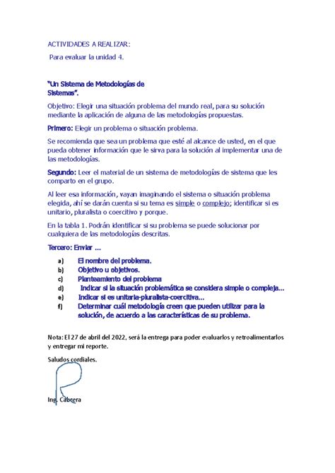 Implementacion De Un Tipo De Sistema En El Mundo Real Actividades A