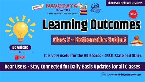 Learning Outcomes For Class 6 Mathematics Subject In Pdf