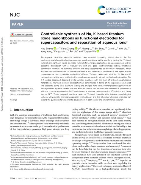 Pdf Controllable Synthesis Of Na K Based Titanium Oxide Nanoribbons