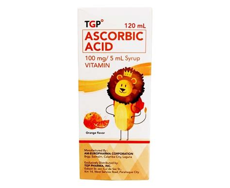 Tgp Ascorbic Acid Vitamin Orange Flavor Syrup 100mg 5ml Syrup 120ml