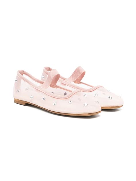 Florens Rhinestone Embellished Ballet Flats Pink Farfetch Qa