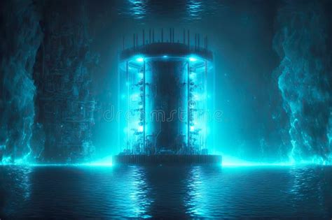 Bright Blue Details Of Internal Structure Of Nuclear Power Plant In
