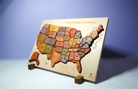 Hand Made Wooden Puzzle Map Usa Etsy