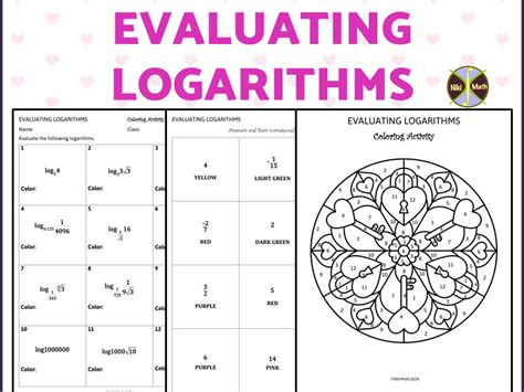 Evaluating Logarithms Coloring Activity Color By Code Teaching Resources