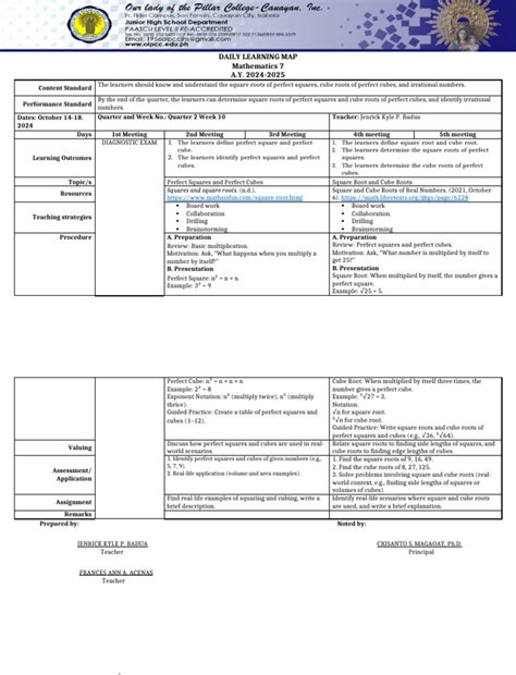 G7 Math Q2 W10 Pdf Square Root Exponentiation