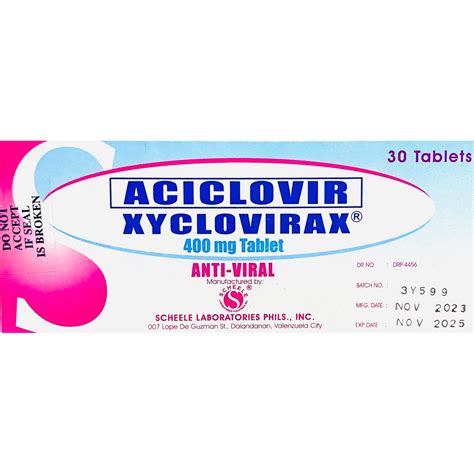 Xyclovirax Aciclovir 400mg Tablet 30s Price In The Philippines