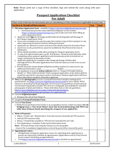 Passport Application Checklist Blank Fillable Template Fill Out