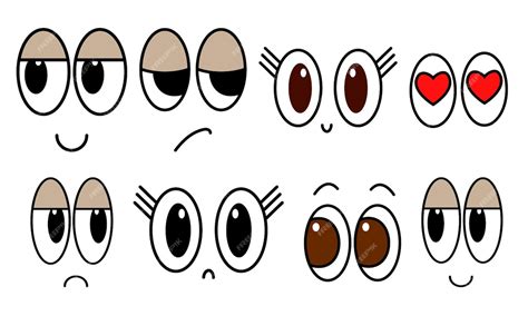 Gracioso Personaje Retro Emoción Ojos Con Boca Conjunto Ilustración