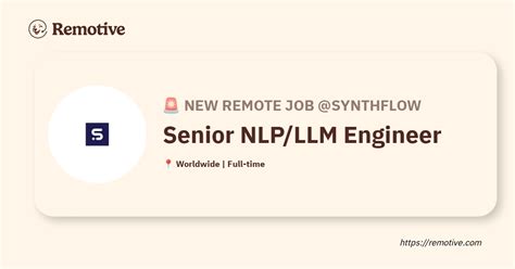 Hiring Senior Nlpllm Engineer Synthflow