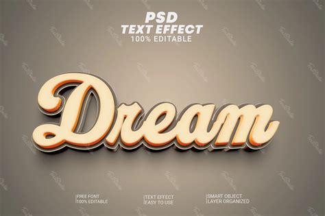 Dream Cream Cursive 3d Text Effect Photoshop Premium Psd File