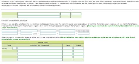 Solved Amortization Computer Equipment And Amortization