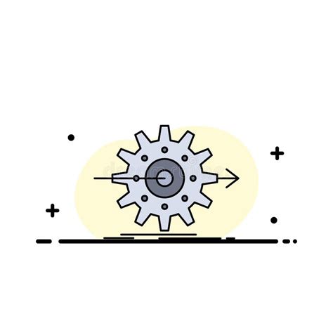 Performance Progress Work Setting Gear Flat Color Icon Vector Stock