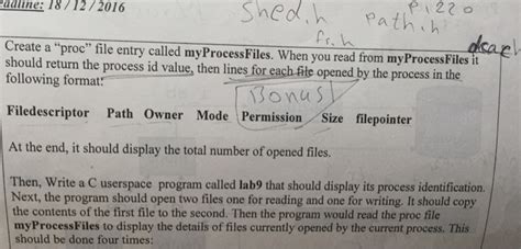 Solved Create A Proc File Entry Called MyProcessFiles Chegg