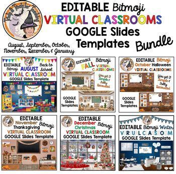 Bitmoji Classroom Fall St Semester BUNDLE Virtual Editable Google Slides