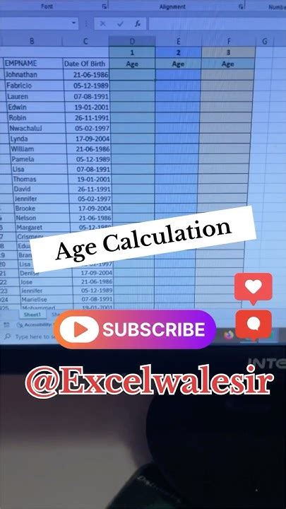 age calculation in excel excelwalesir exceltricks exceltips