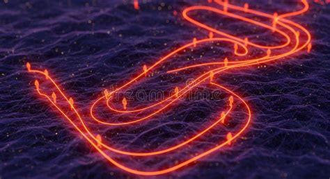 Abstract Network Paths Glowing Trails Digital Humans Journey Illuminated Roads Cyberspace Stock