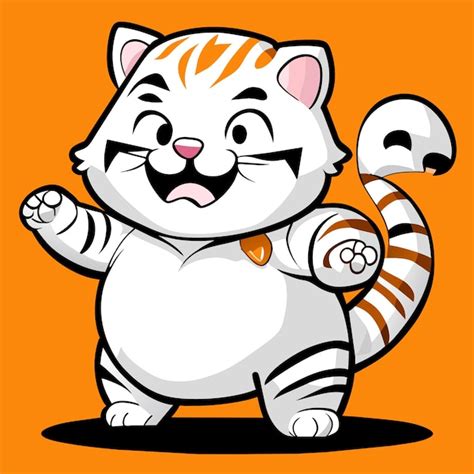 Premium Vector The White Tiger Is Fat Cute