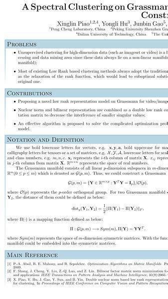 underline a spectral clustering on grassmann manifold via double low