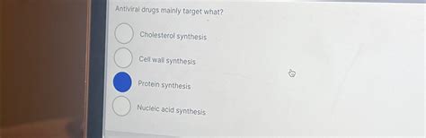 Solved Antiviral drugs mainly target what?Cholesterol | Chegg.com