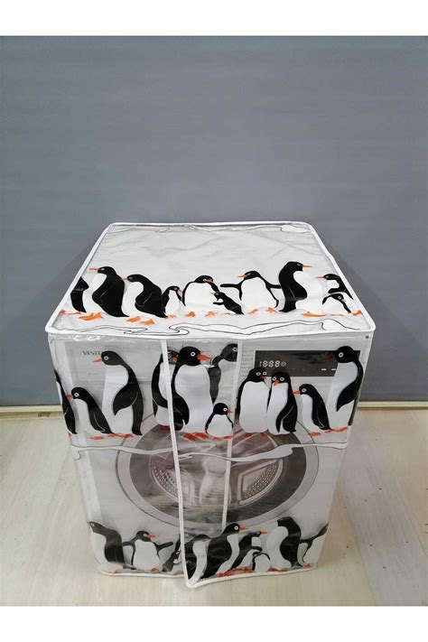 başak ev tekstili penguen2 desenli Şeffaf Çamaşır makinesi Örtüsü 0 18