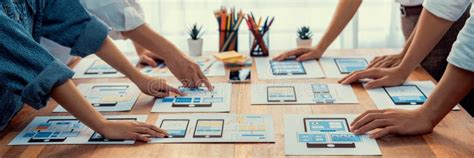 Creative Front End Developer Brainstorming UI Design Scrutinize Stock Photo Image Of Banner