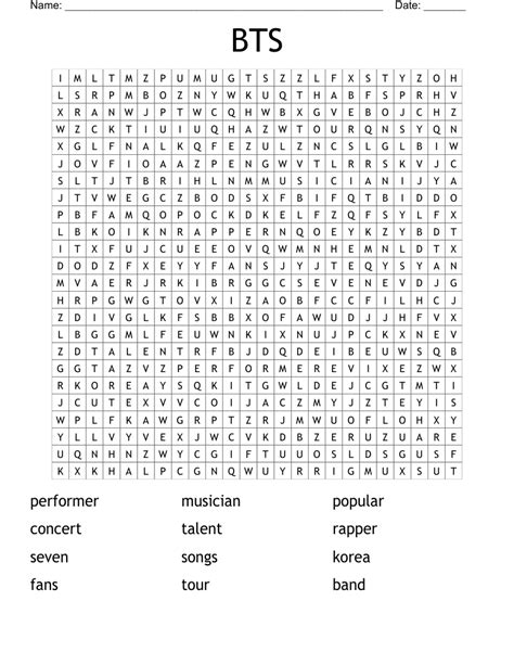 Bts Word Search Wordmint