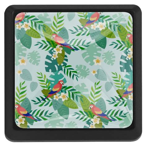 3 Pack Parrot Square Cabinet Door Knobs Decor For Cupboard Dressing