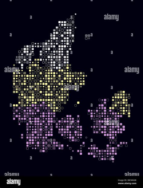 Denmark Shape Of The Country Build Of Colored Cells Digital Style Map