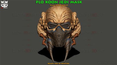 Plo Koon Jedi High Quality Mask Star Wars Cosplay 3d Model By Blackstar90
