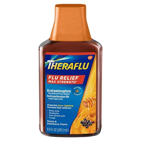 Theraflu Flu Relief Max Strength Syrup Honey And Elderberry Shop Medicines And Treatments At H E B