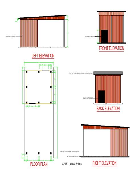 Left Elevation Front Elevation Scale 1 4 At A3 Paper Pdf