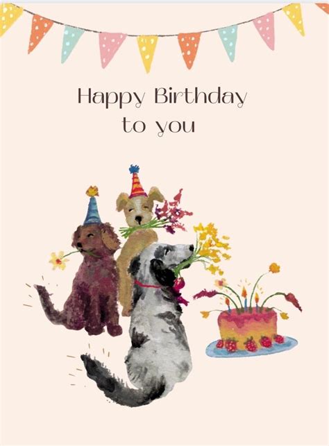 Happy Birthday Dog Greeting Card Etsy