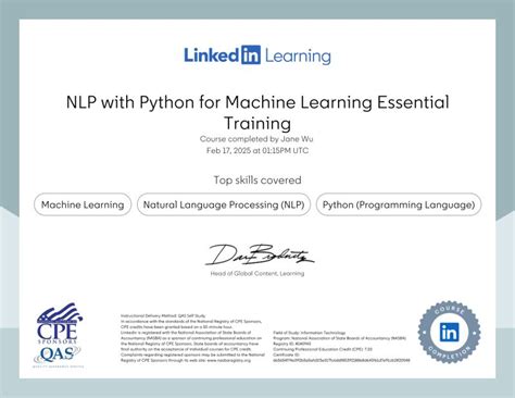Just Finished The Course Nlp With Python For Machine Learning Essential Training” By Derek