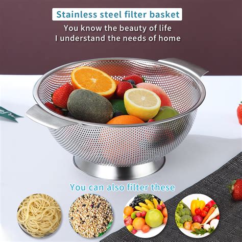Stainless Steel Colander Fruit Vegetable Washing Drain Basket