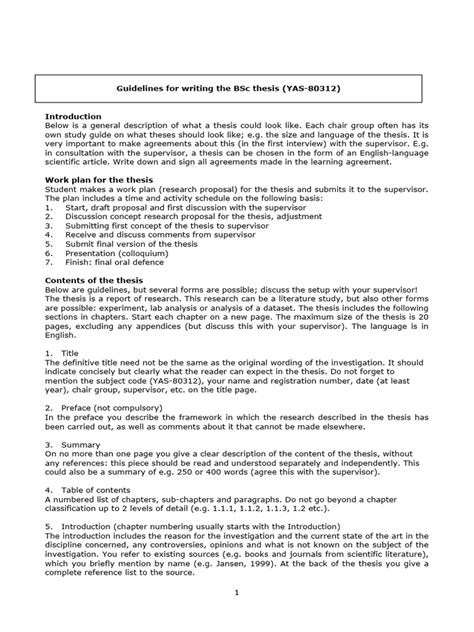 Guidelines Writing Bsc Thesis Animal Sciences 2020 Pdf Thesis