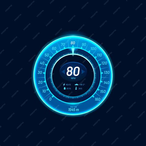 Premium Vector Speedometer Blue Neon Dial Car Speed Gauge Dashboard