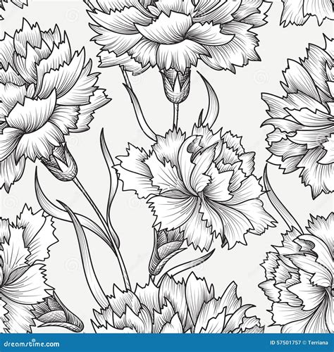 Floral Seamless Pattern Flower Carnation Background Stock