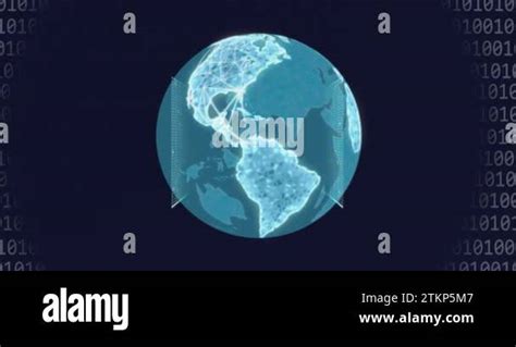 Animation Of Globe Binary Codes And Computer Language And Data Server