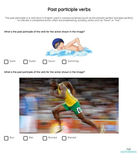 Past Participle Verbs Interactive Worksheet Topworksheets