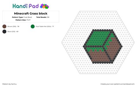 Minecraft Grass Block Fuse Bead Pattern Kandi Pad Kandi Patterns