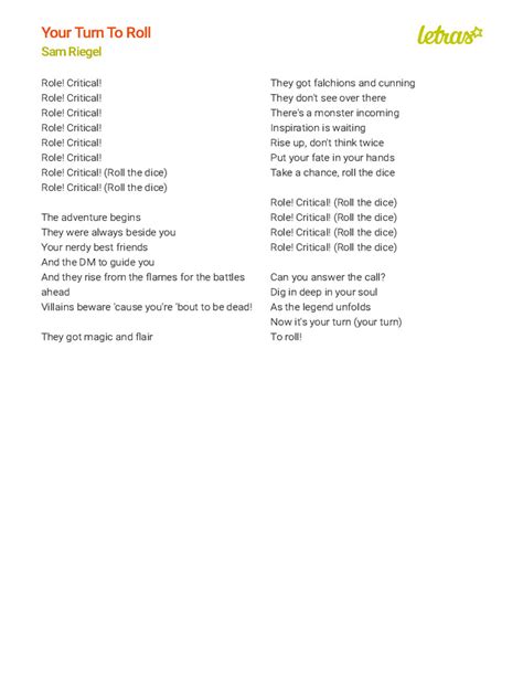 Your Turn To Roll Sam Riegel Impressão Pdf
