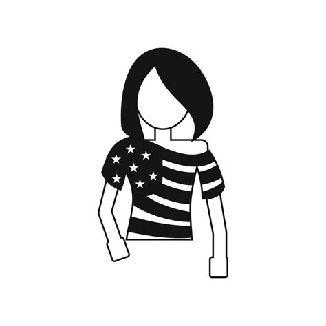 Chica En Icono De Camiseta De Bandera De Estados Unidos 14150899 Vector