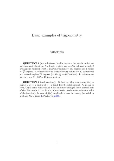 Solution Basic Examples Of Trigonometry Studypool