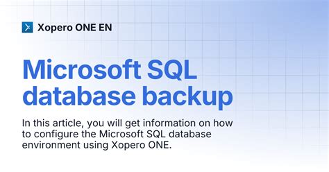 Microsoft Sql Database Backup Xopero One Knowledge Base